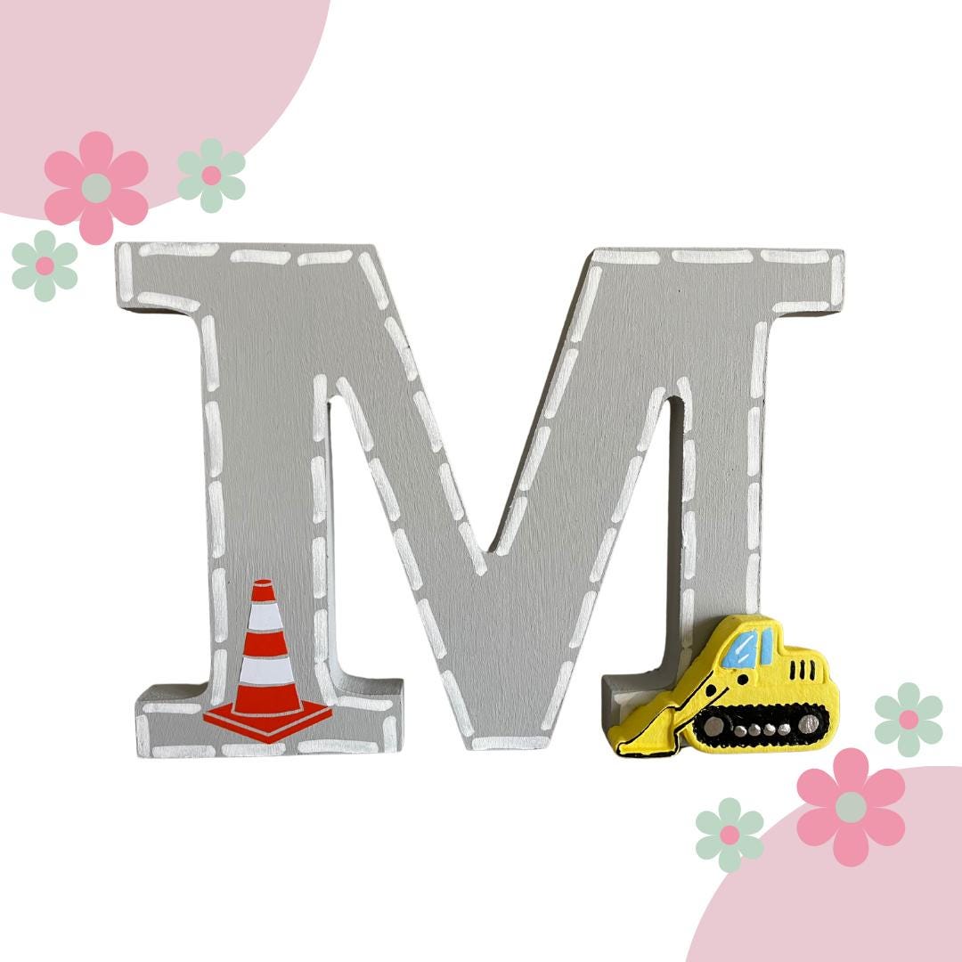 Digger Name Sign, Construction/vehicle Room Decor, 10cm Wooden Letter ...