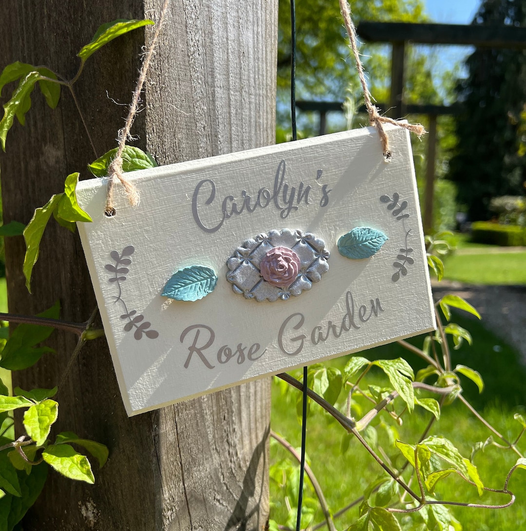 Wooden Rose Garden Sign, Personalised, Fathers/mothers Day Birthday ...