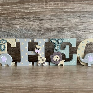 Safari Animal Name Sign, Nursery Decor, Wooden Letters, Wall Art, Door ...