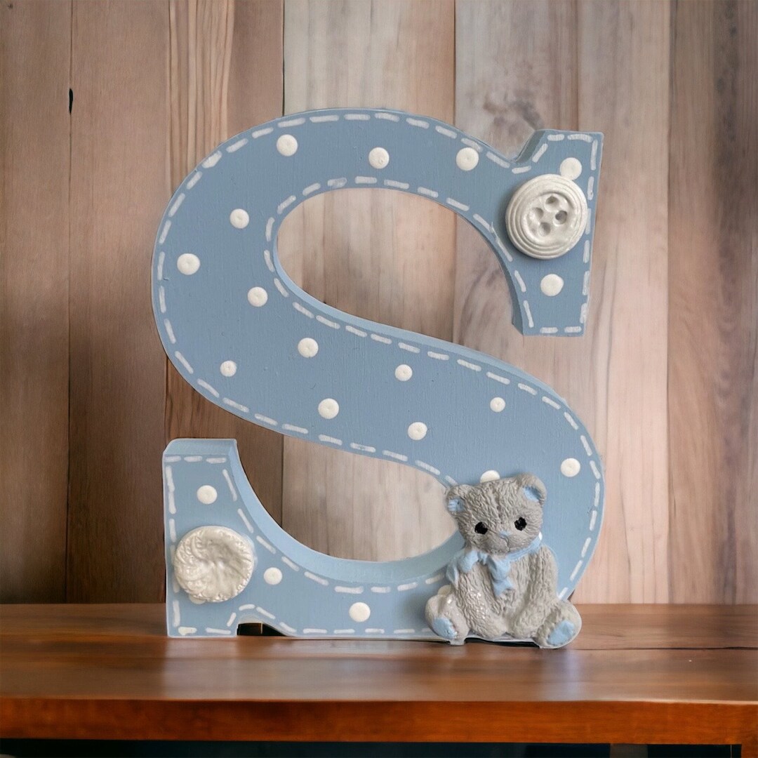 10cm Wooden Letter Teddy Bear Theme Baby Nursery / Toddler Room ...