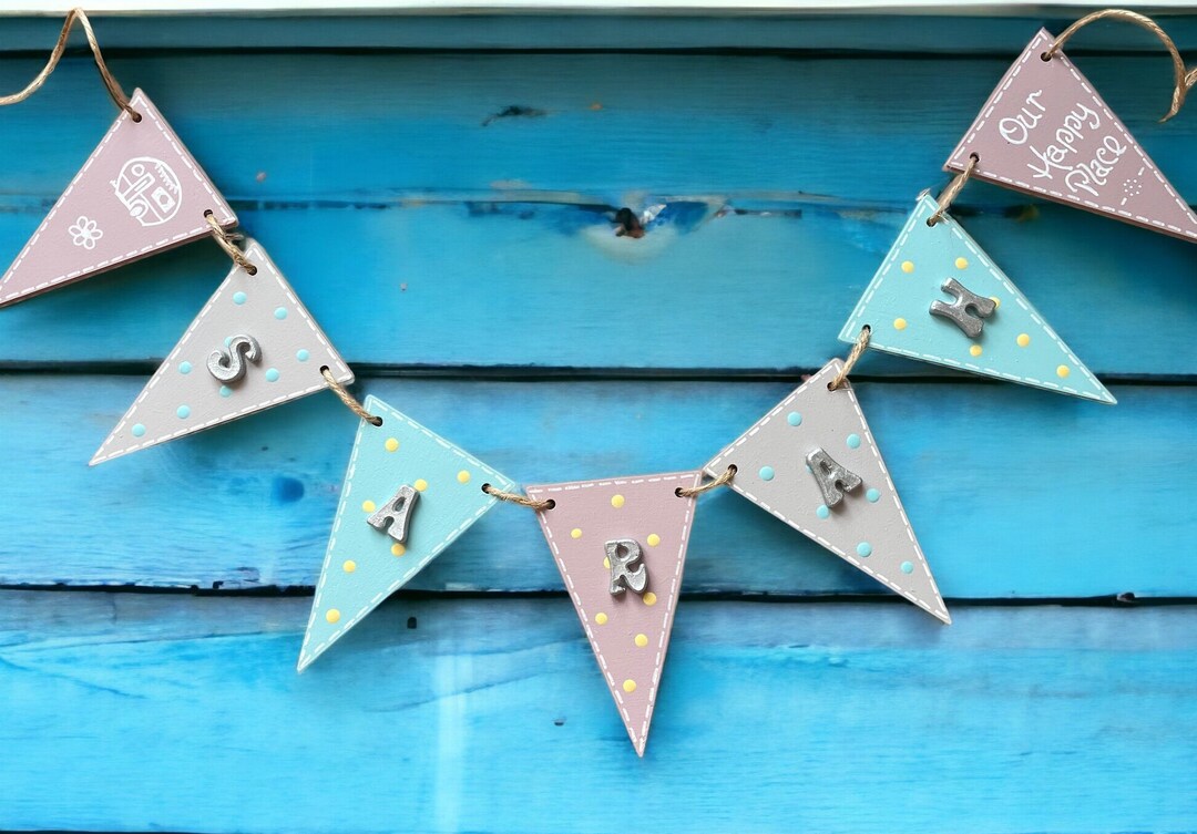 Caravan Camper Motorhome Bunting Flags, Personalised With Caravan Name ...
