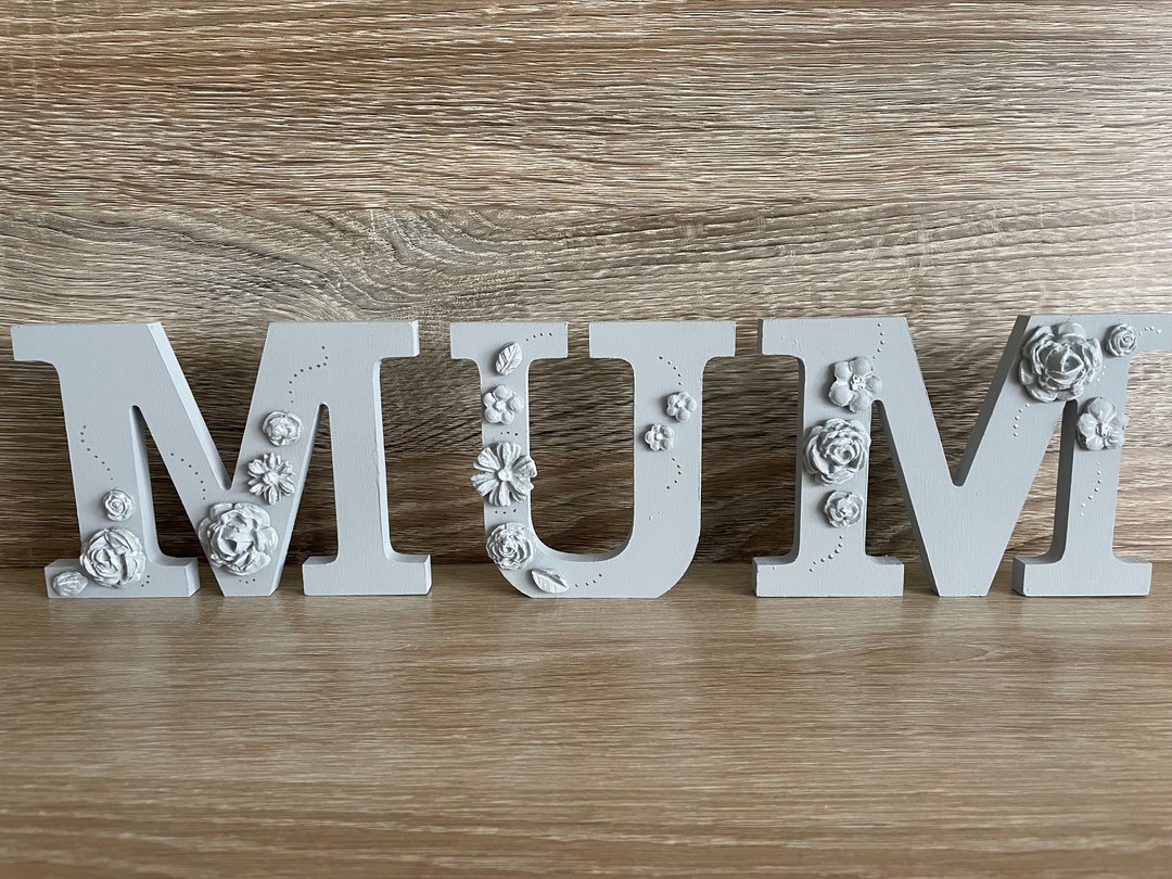Wooden MUM Letters, Wall Decor, Shelf Ornament Display, Mother's Day ...