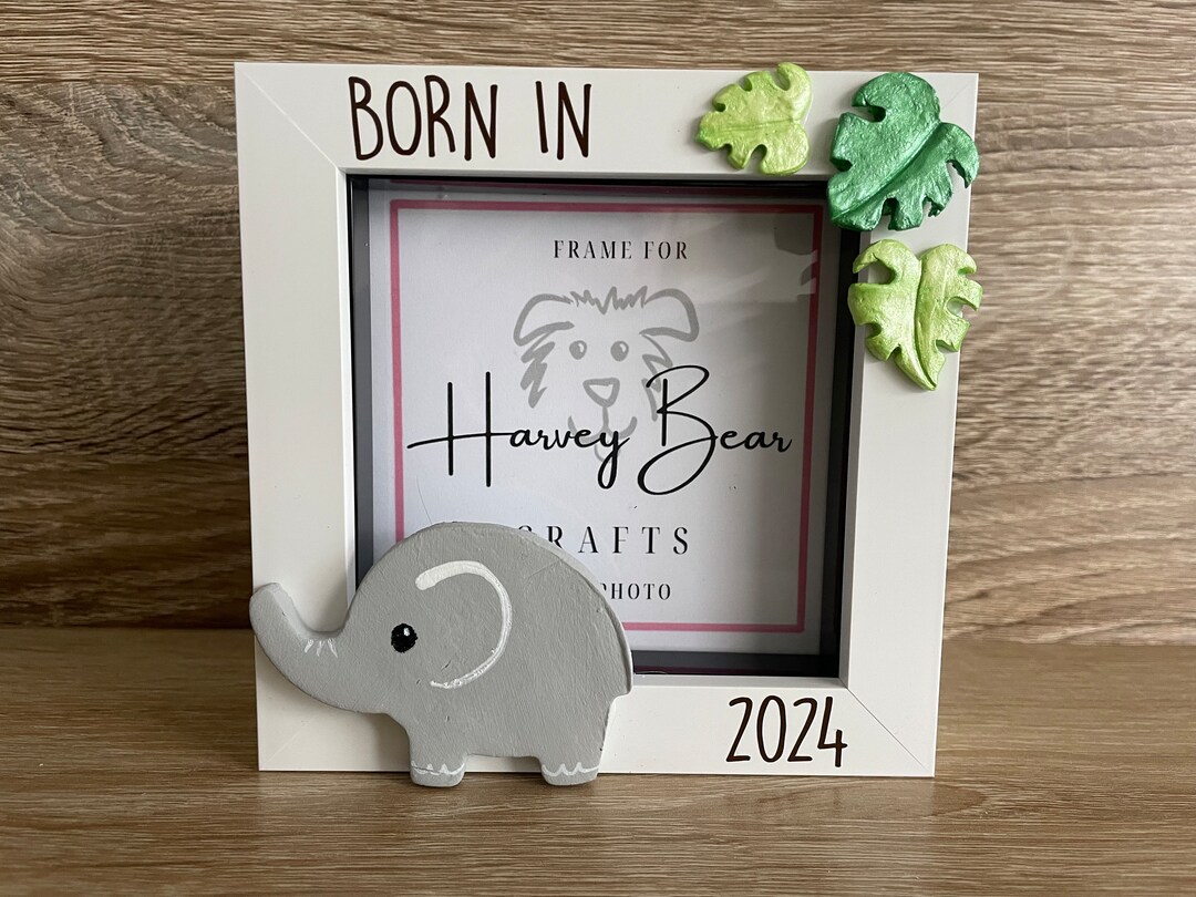 Baby Elephant Photo Frame Personalised 4, Nursery Decor, Christening ...