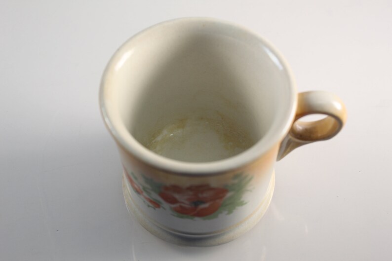 Vintage Unmarked Ceramic Shaving Mug, Orange and White Color, With ...