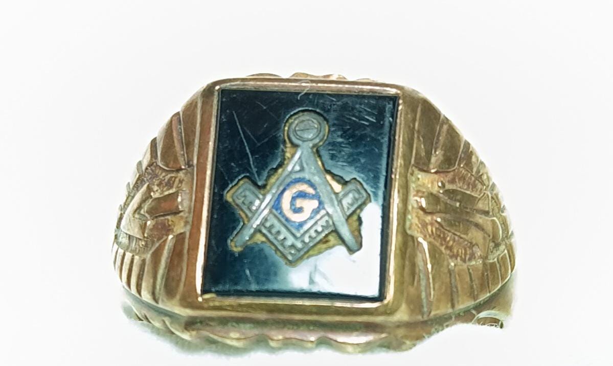 Very Vintage 10K Gold Masonic Ring, in Very Good Condition. Wide Date ...