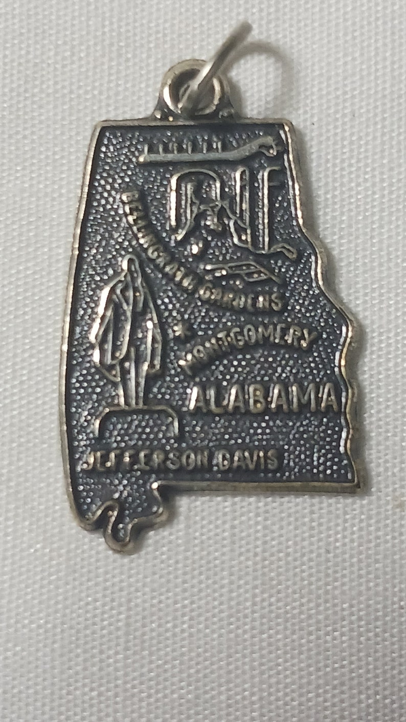 1950's Style (made in the 80's) Map of Alabama Sterling Silver Charm ...