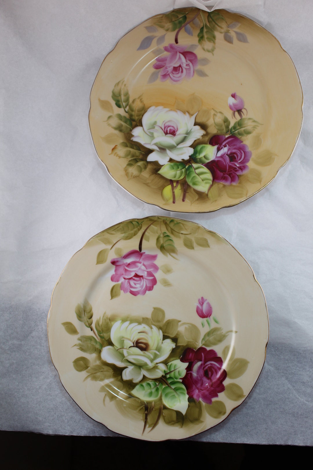 Vintage 1960's Pair of Hand Painted Lefton Heritage Rose (brown) 9.25 ...
