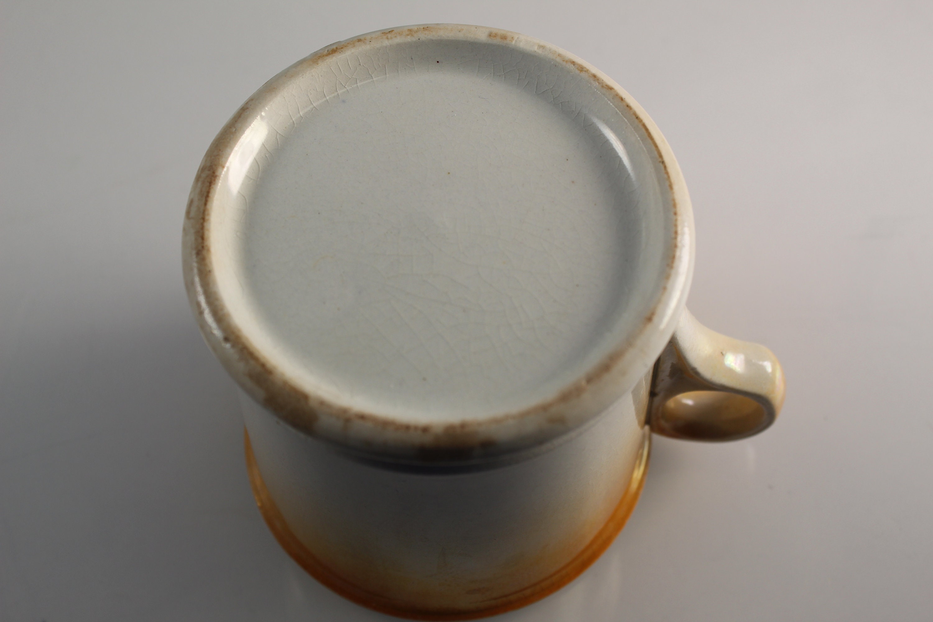 Vintage Unmarked Ceramic Shaving Mug, Orange and White Color, With ...