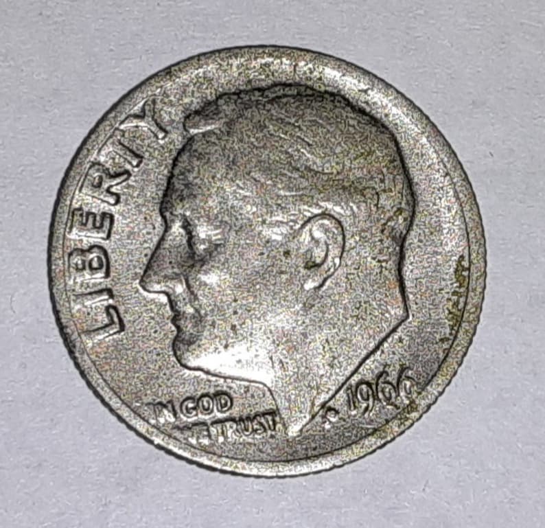 1966 Roosevelt Dime, Double Die Obverse and Reverse, Multiple Strike ...