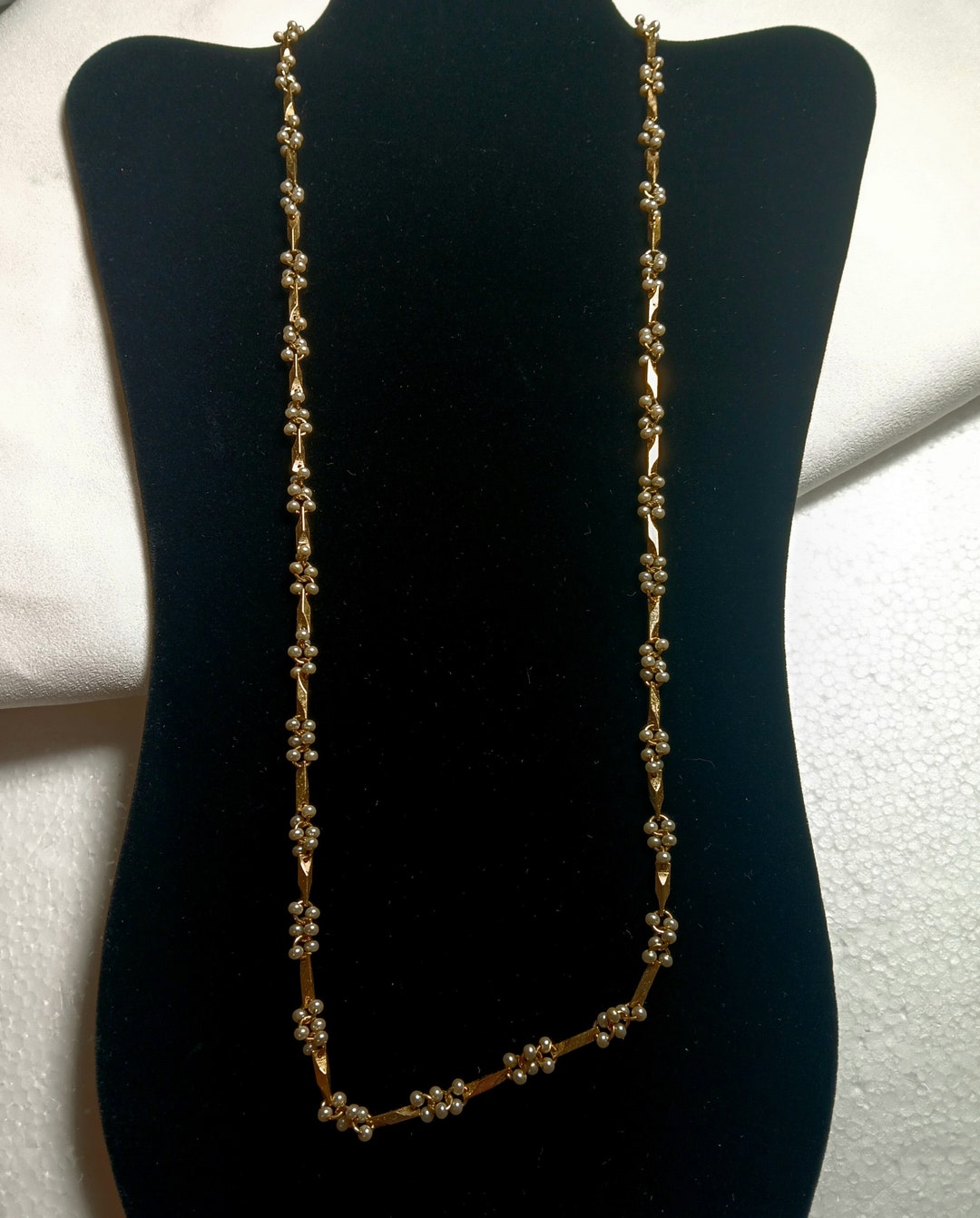 1980's Unmarked L. Michelson & Sonsor Style Gold Tone Faux Seed Pearl ...