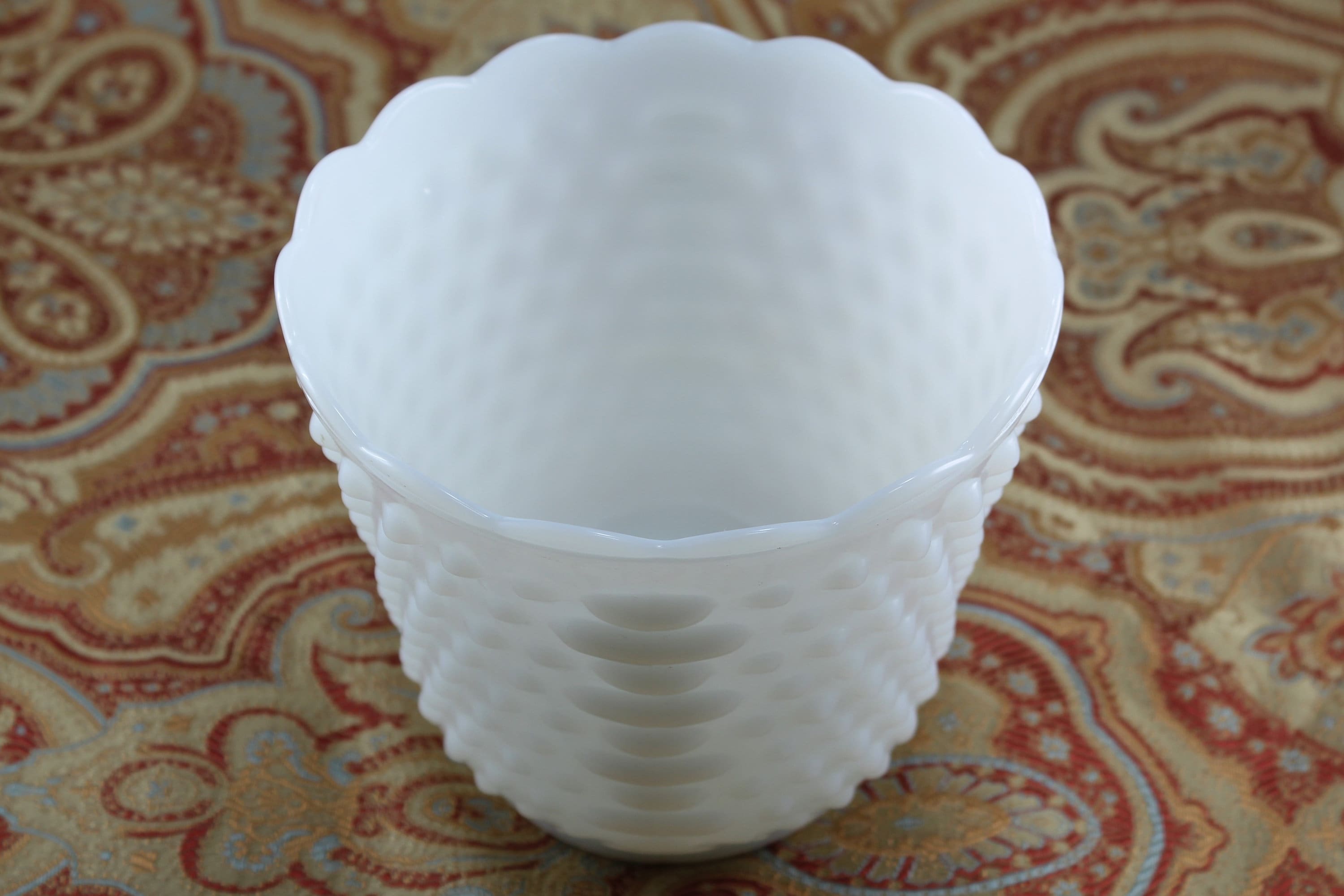 Vintage 1950's Anchor Hocking Fire King White Hobnail Pattern Planter ...