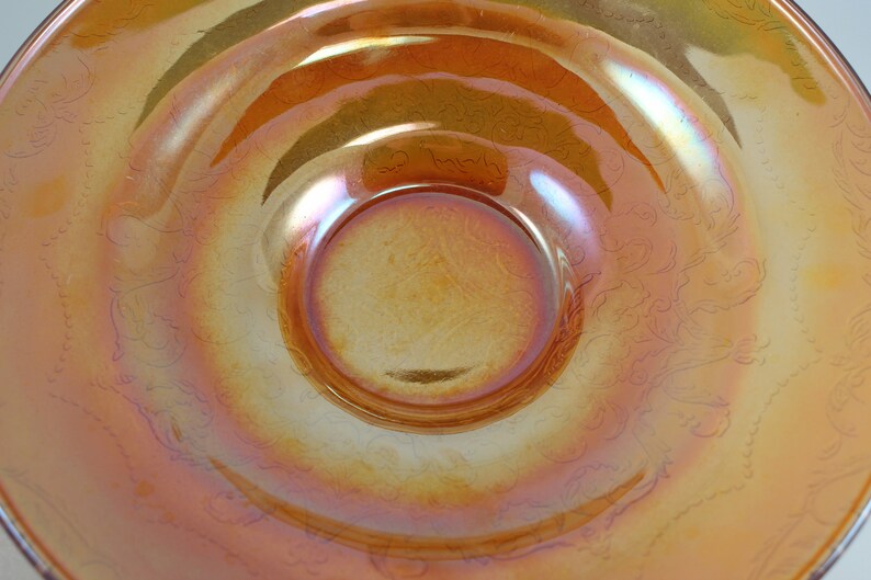 Antique 1930's Federal Glass Madrid Pattern, Iridescent Marigold 11 ...