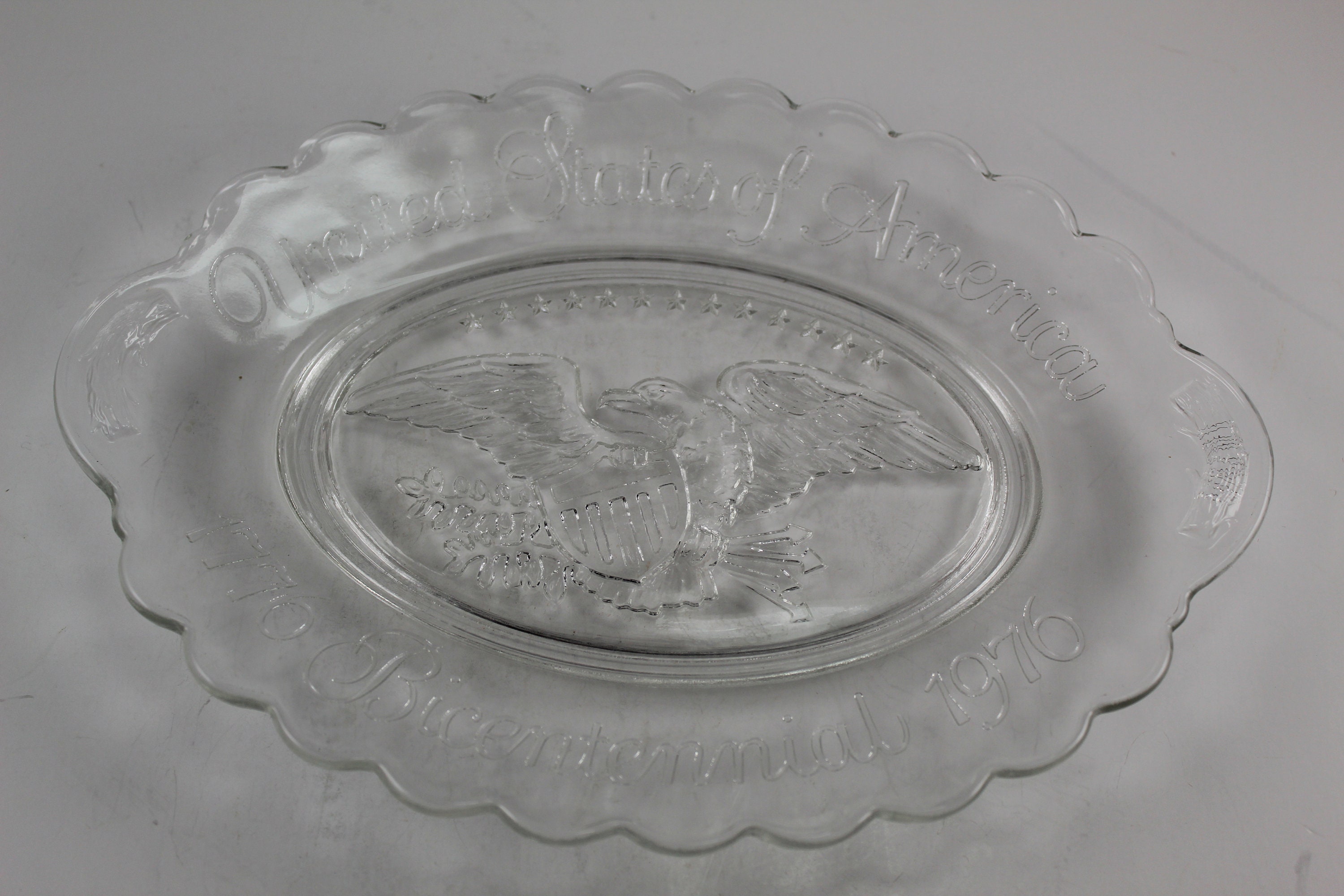 Bicentennial Clear Glass Oval Plate by Avon, in Vintage Very Good ...