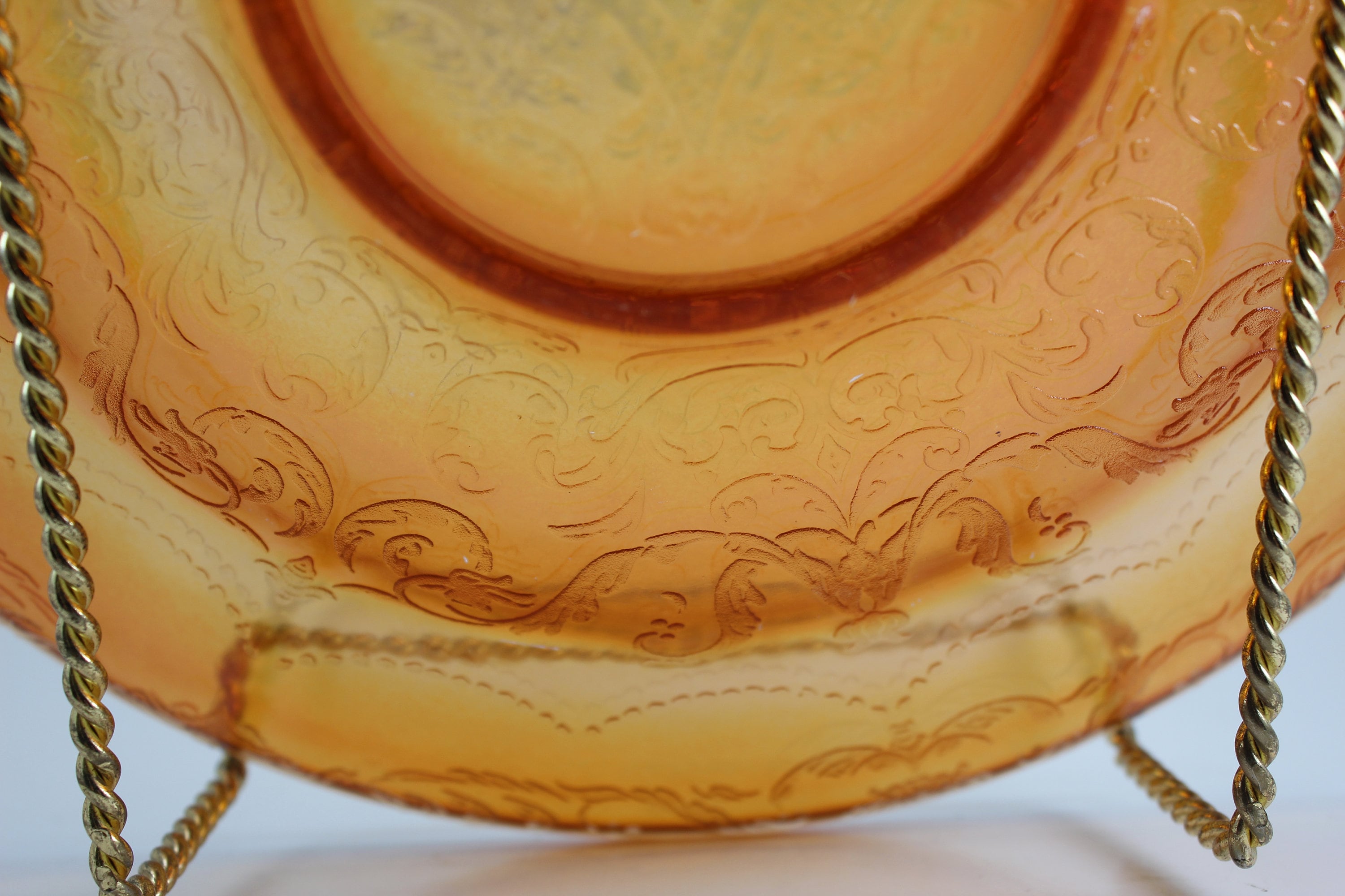 Antique 1930's Federal Glass Madrid Pattern, Iridescent Marigold 11 ...