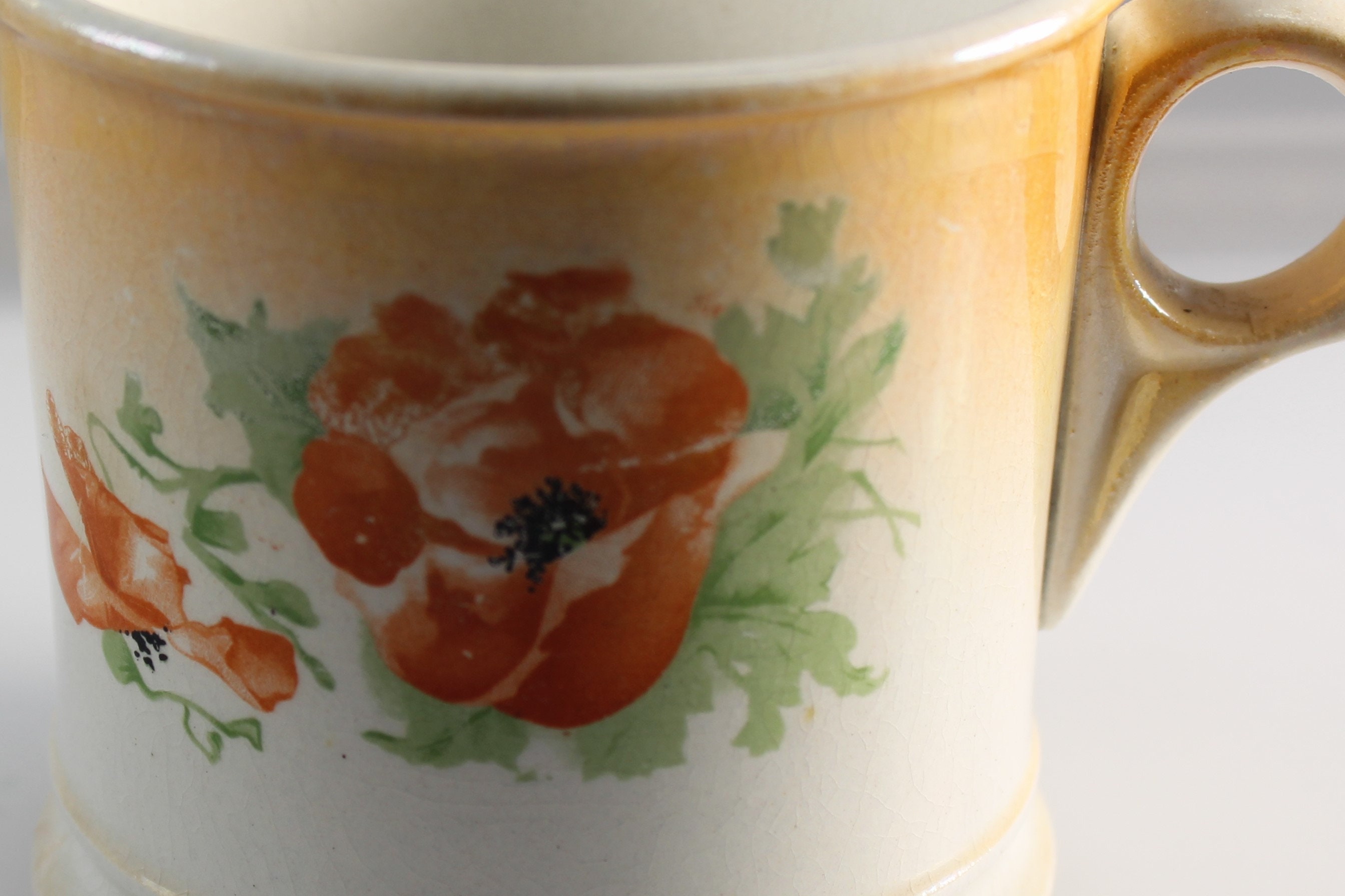 Vintage Unmarked Ceramic Shaving Mug, Orange and White Color, With ...