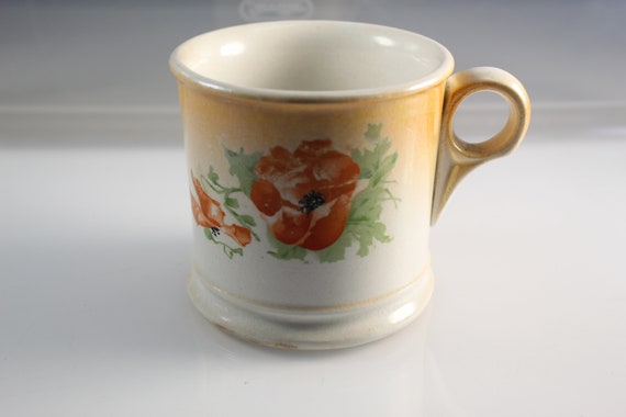 Vintage Unmarked Ceramic Shaving Mug Orange and White Color | Etsy