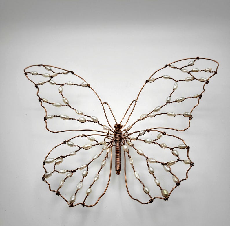 Handmade Wire Butterfly - Wire Sculpture - Recycled Copper Wire - Wire ...