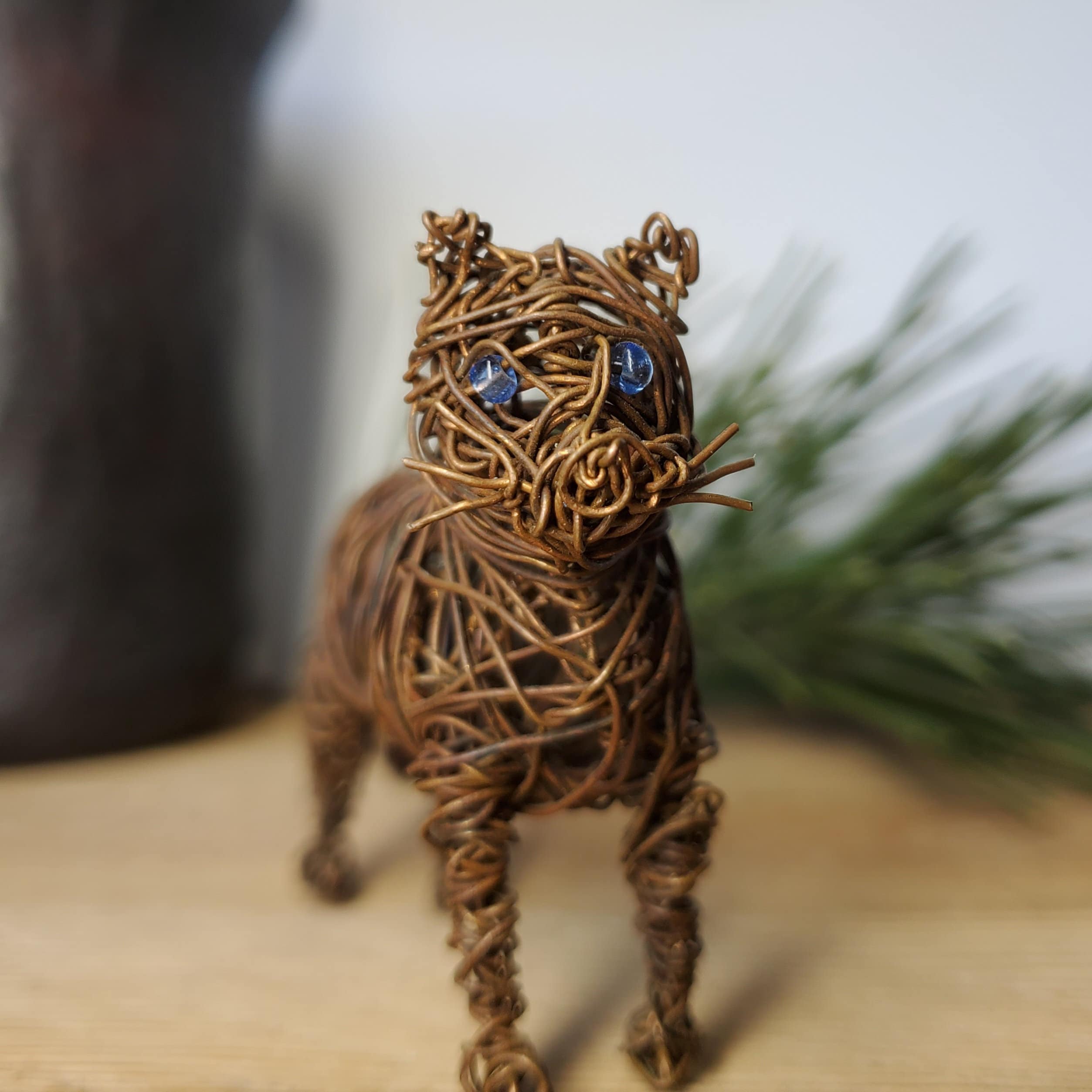 Wire Cat Sculpture Copper Wire Sculpture Handmade Wire Cat Copper Cat ...
