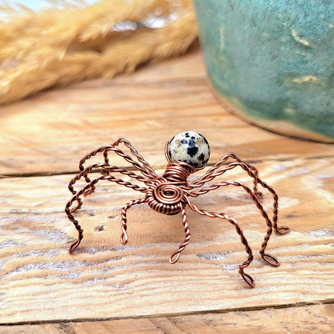 Handmade Copper Spider - Rustic Wire Sculpture - Recycled Copper - Wire ...