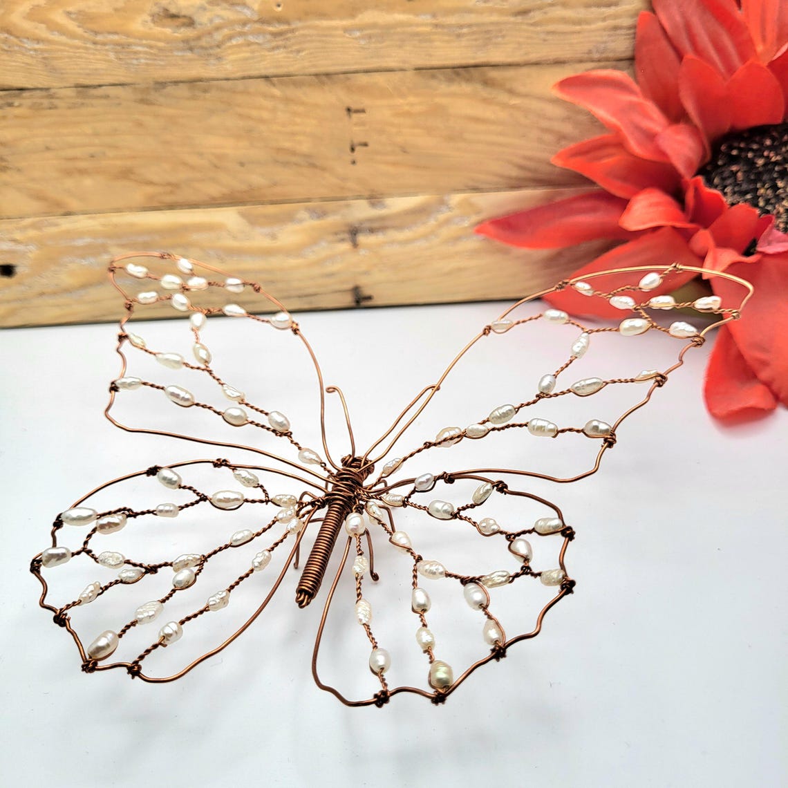 Handmade Wire Butterfly - Wire Sculpture - Recycled Copper Wire - Wire ...
