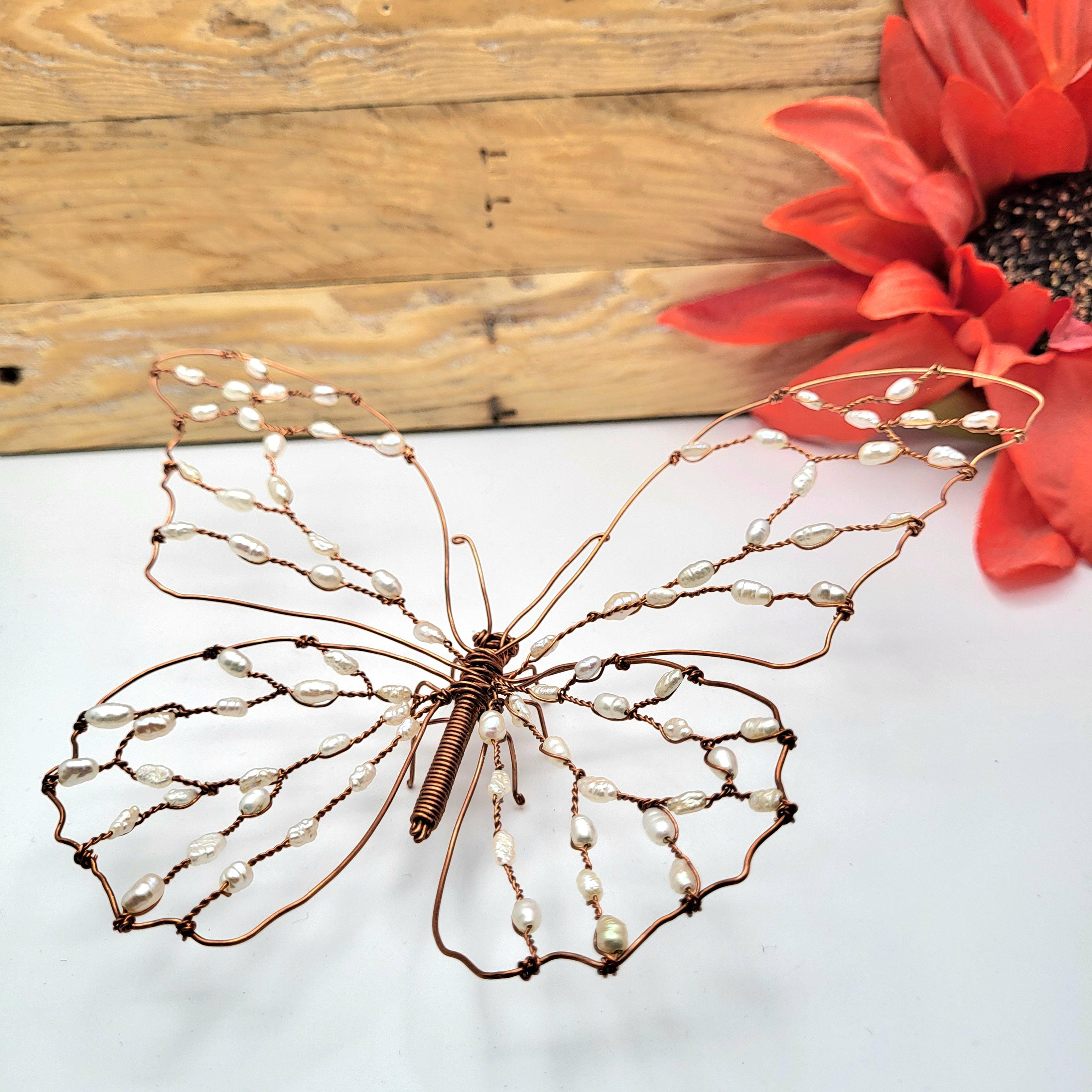 Handmade Wire Butterfly - Wire Sculpture - Recycled Copper Wire - Wire ...