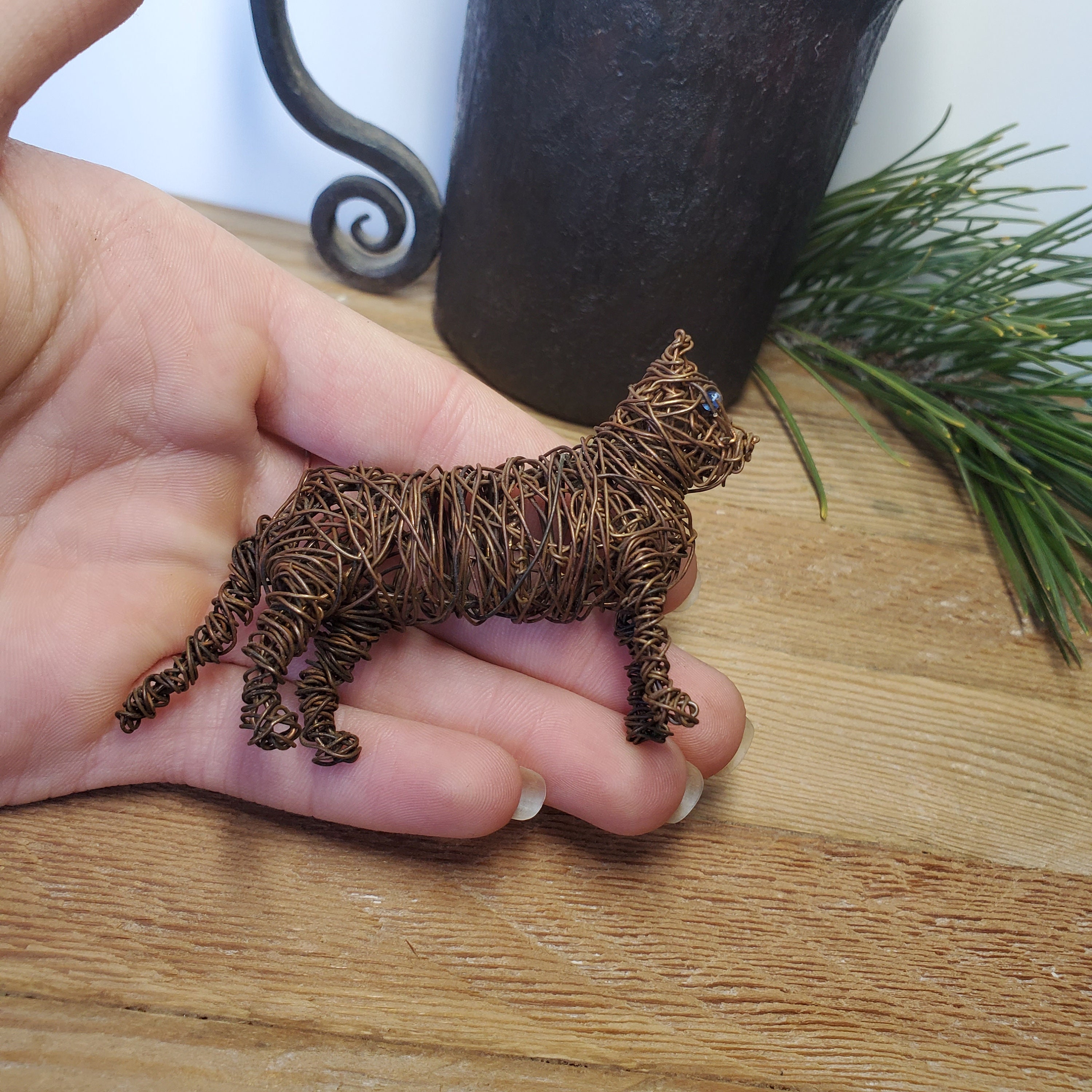 Wire Cat Sculpture Copper Wire Sculpture Handmade Wire Cat Copper Cat ...