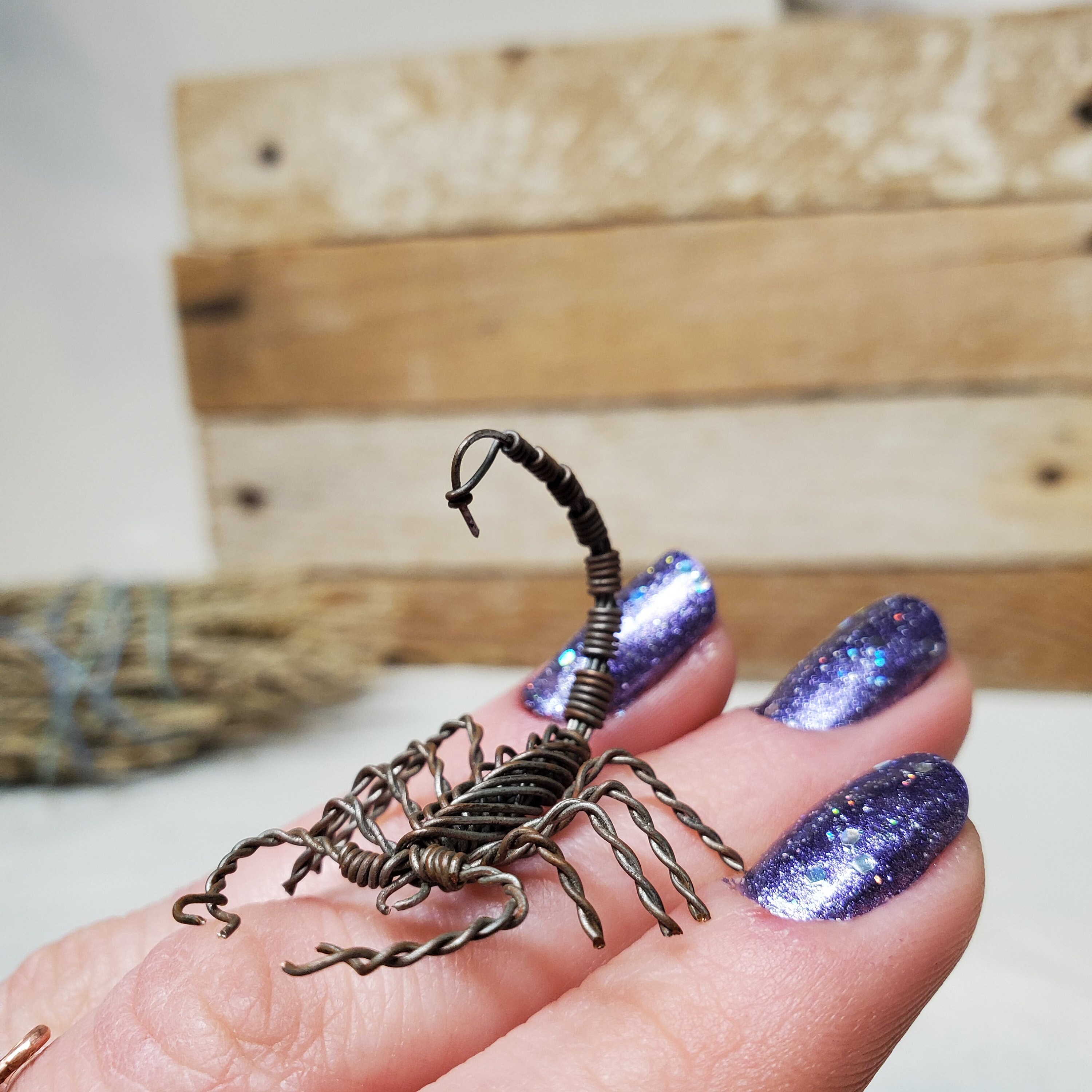 Small Handmade Copper Scorpion Rustic Wire Sculpture Recycled Copper ...