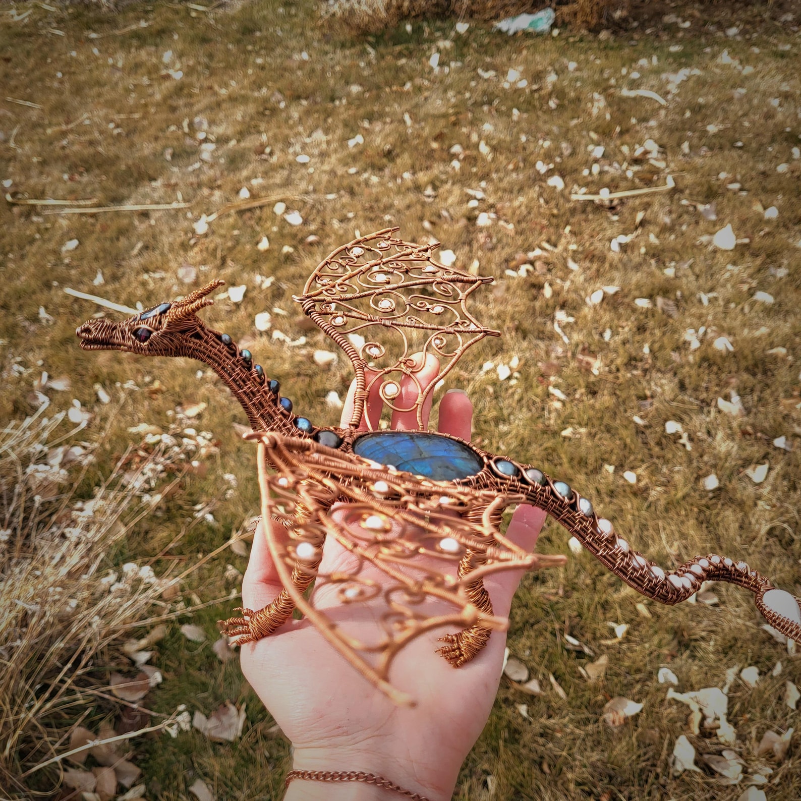 Handmade Wire Wrapped Dragon - Recycled Copper Wire - Large Wire ...