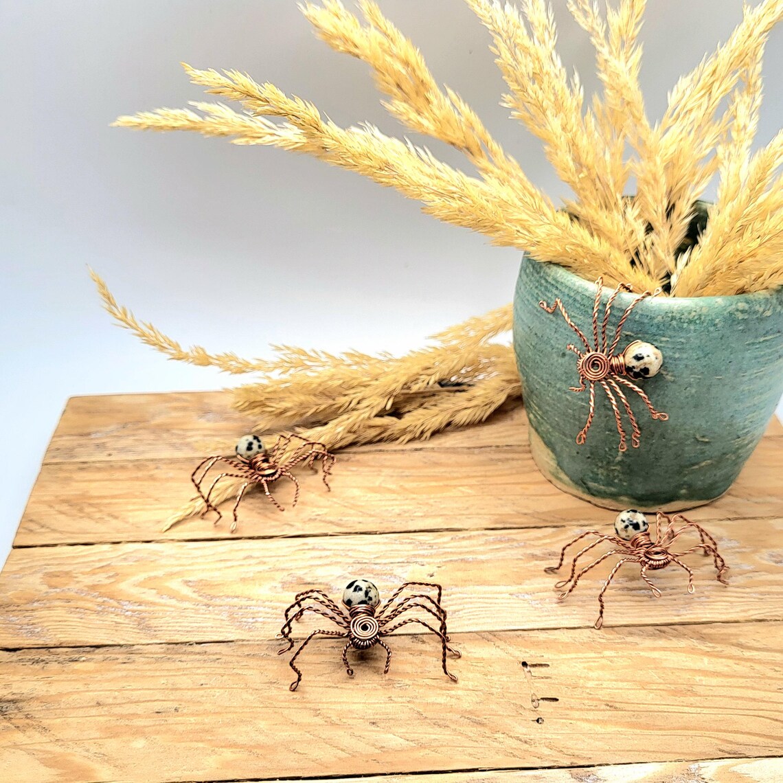 Handmade Copper Spider - Rustic Wire Sculpture - Recycled Copper - Wire ...