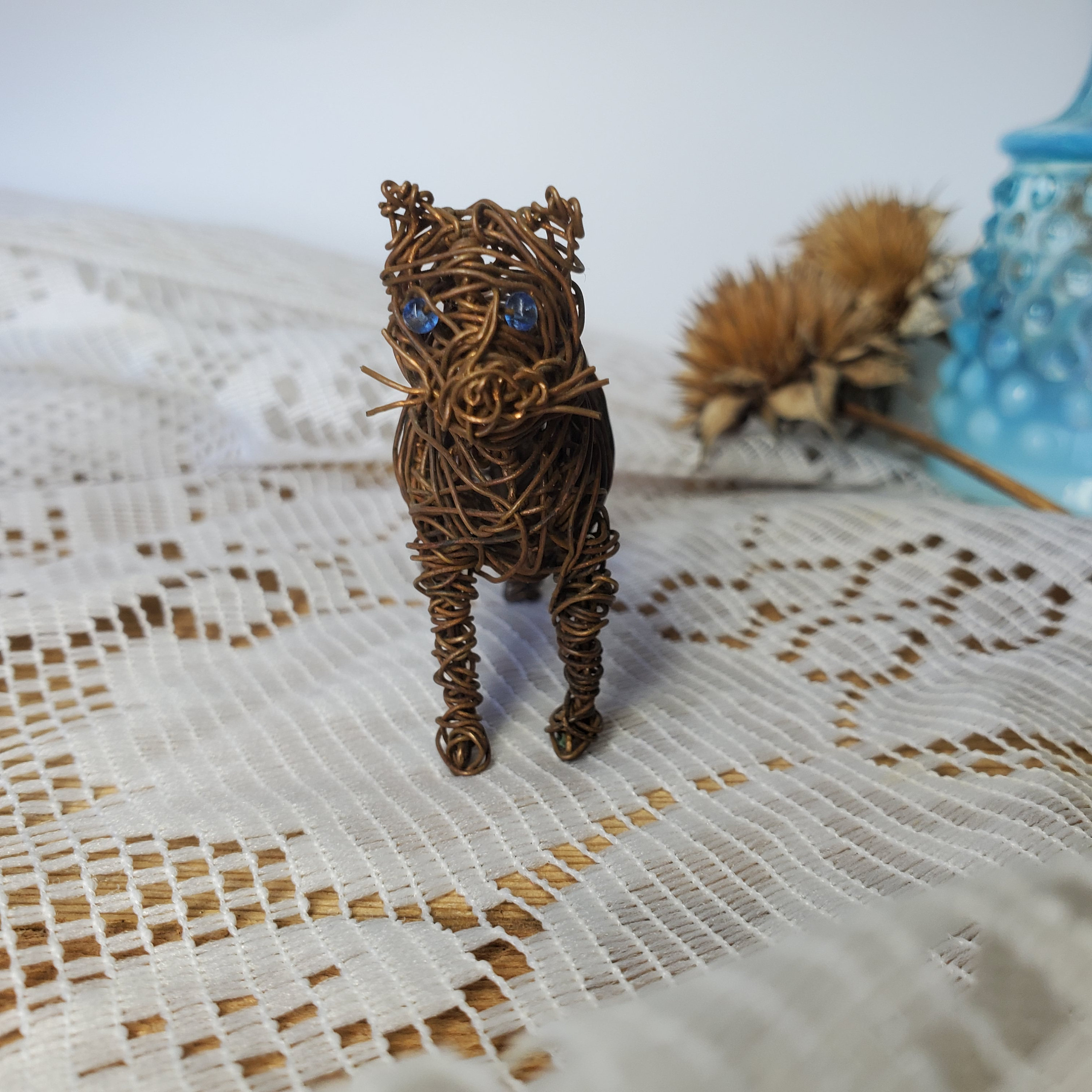 Wire Cat Sculpture Copper Wire Sculpture Handmade Wire Cat Copper Cat ...