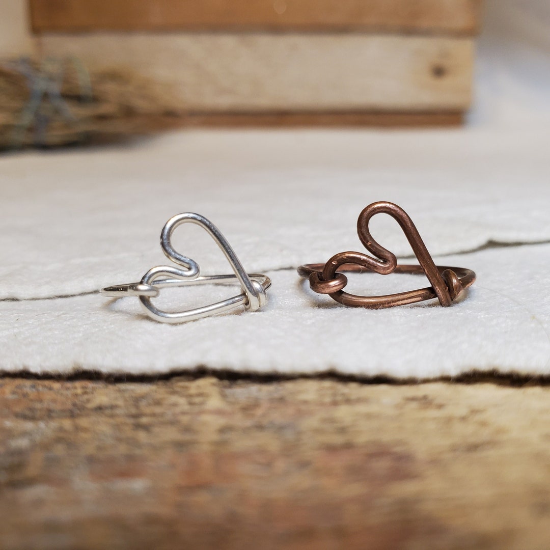 Wire Heart Ring Handmade Copper Ring Handmade Copper Ring Rustic Ring ...