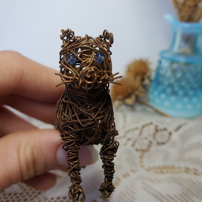 Wire Cat Sculpture Copper Wire Sculpture Handmade Wire Cat Copper Cat ...