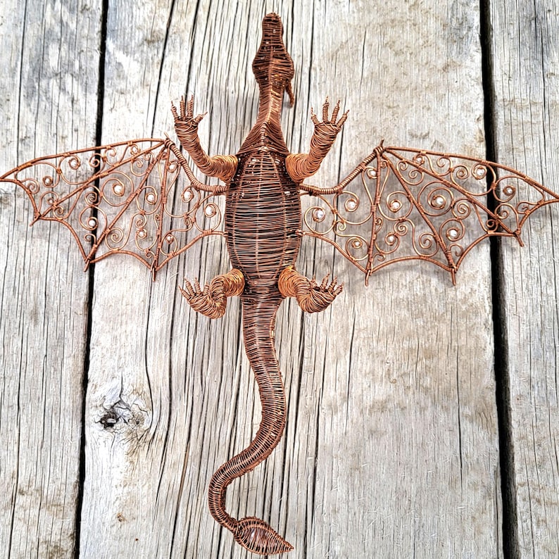Handmade Wire Wrapped Dragon - Recycled Copper Wire - Large Wire ...