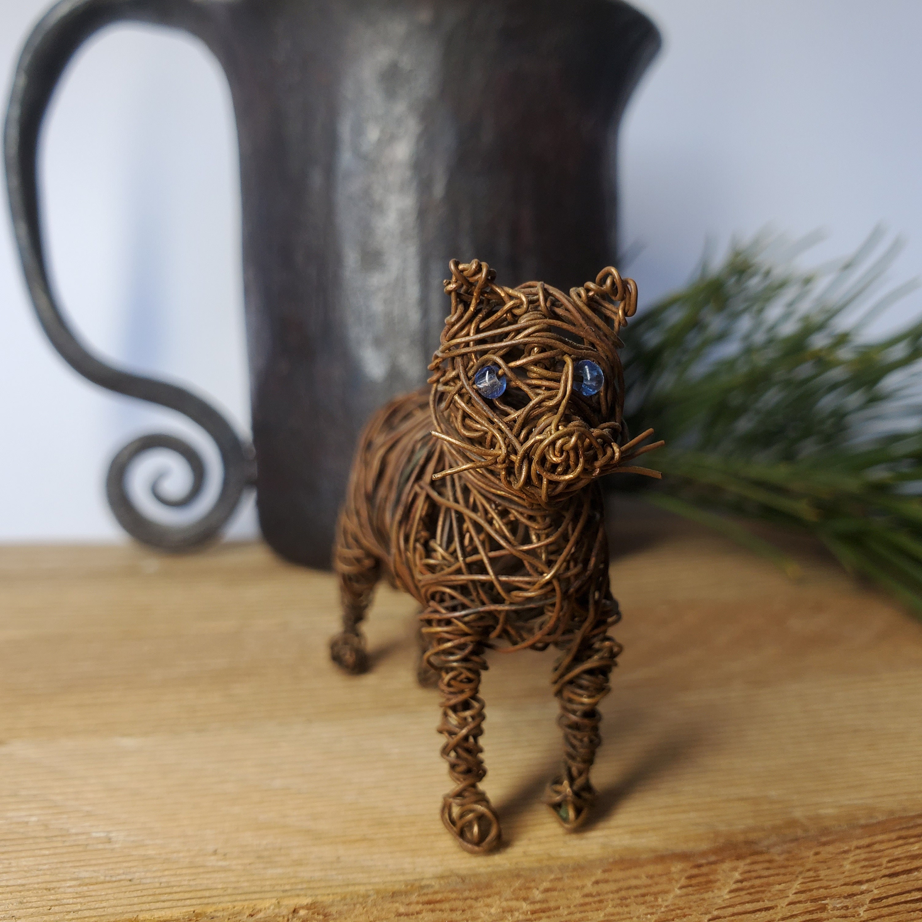 Wire Cat Sculpture Copper Wire Sculpture Handmade Wire Cat Copper Cat ...