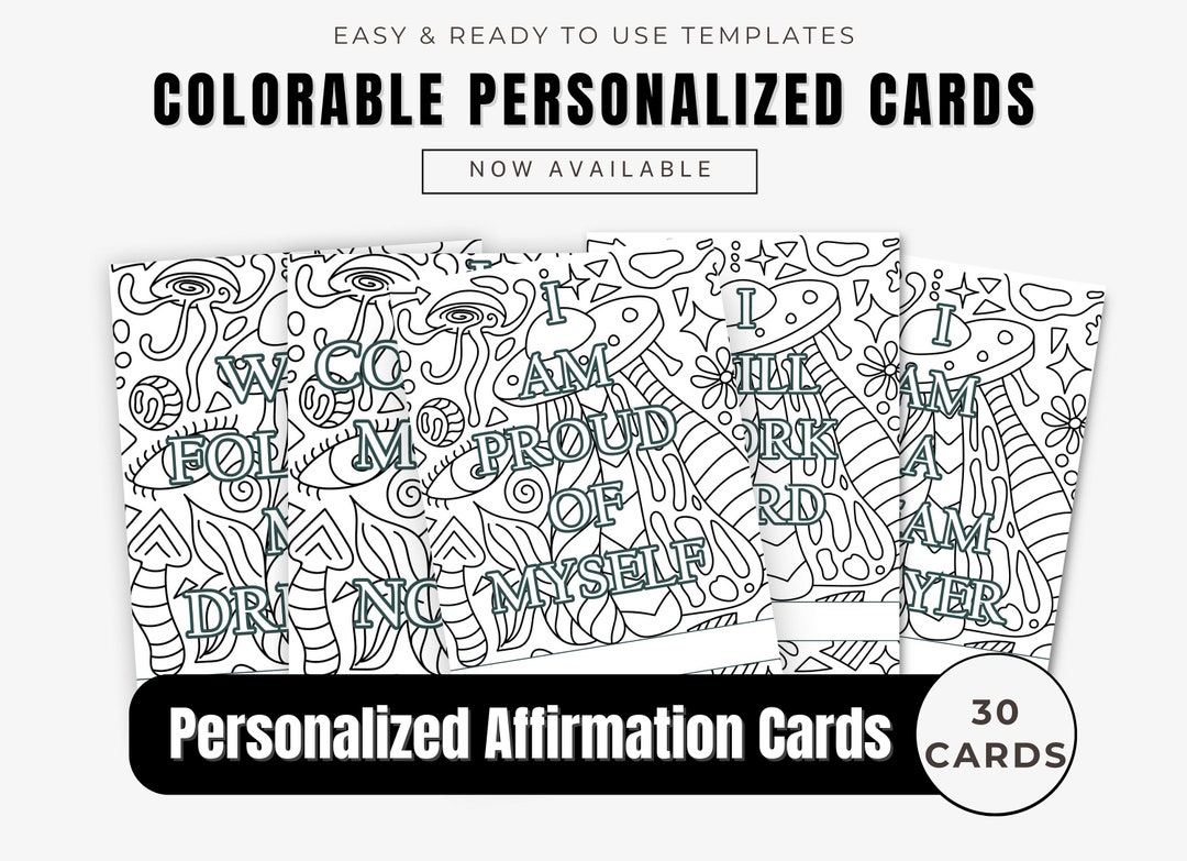 Colorable Affirmation Cards, Printable Colorable Affirmation Cards ...