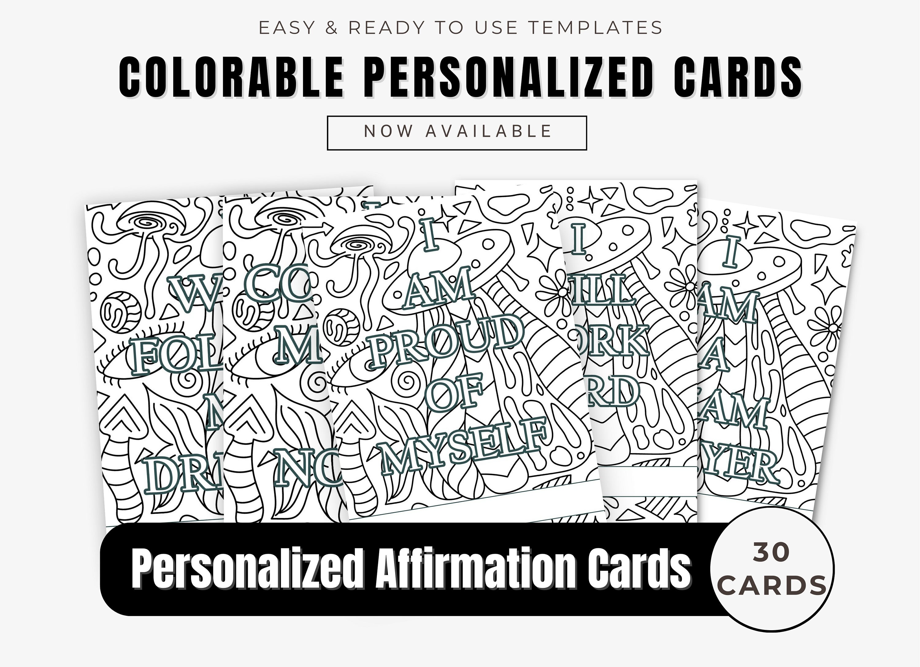 Colorable Affirmation Cards, Printable Colorable Affirmation Cards ...
