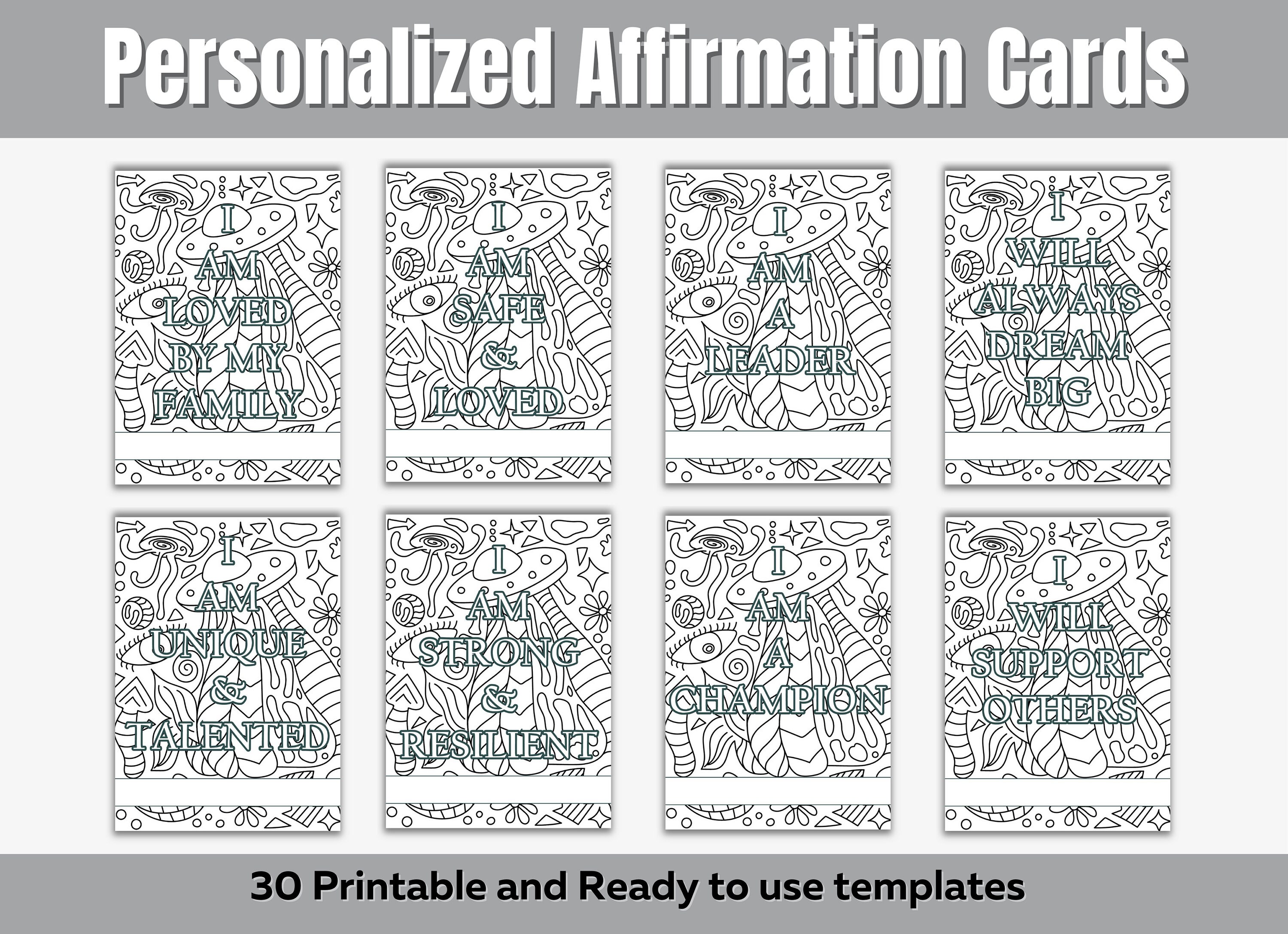 Colorable Affirmation Cards, Printable Colorable Affirmation Cards ...