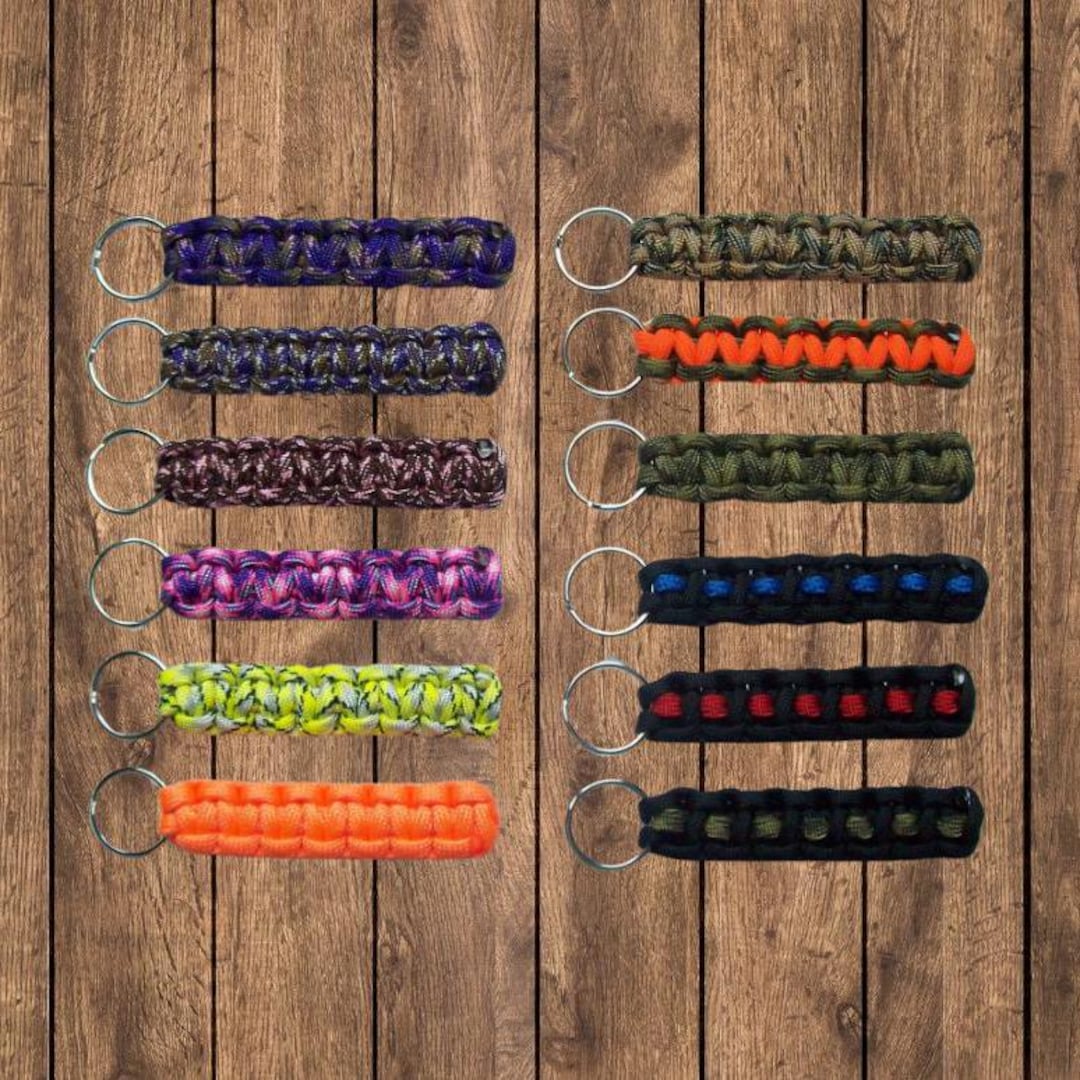 Paracord Keychains, Solomon Bar Weave, Multiple Color Options - Etsy