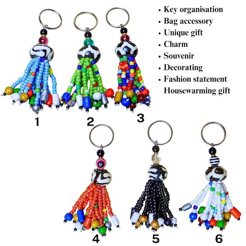 Handmade Kenyan Beaded Leather Keyring: African Bag Accessory - Etsy