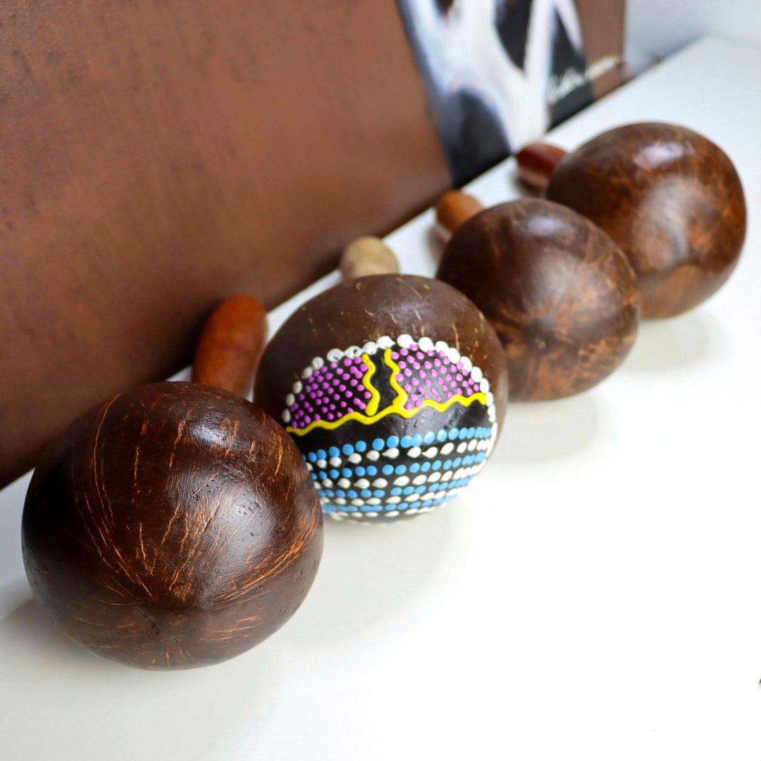 Handmade Coconut Shell Maracas: Wooden Rumba Shaker - Etsy