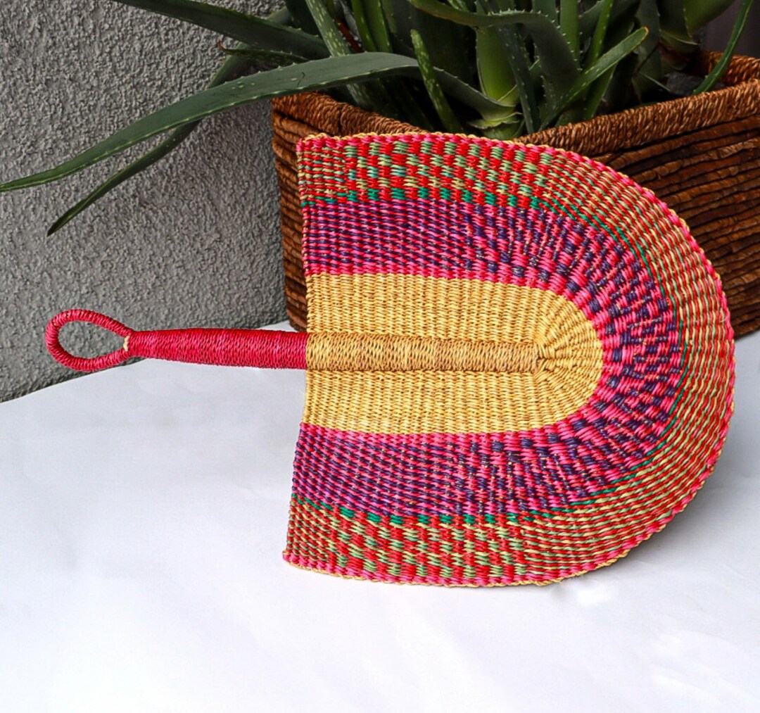 Ghana Woven Fan/ Bolga Fan/ Woven Hand Fan/ African Straw Fan/ Wall ...