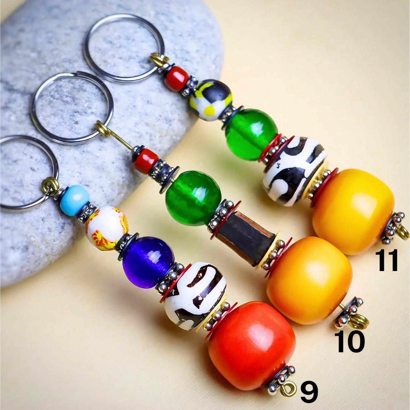 Kenyan Beaded Keyring: Recycled Camel Bone & Kitengela Glass - Etsy