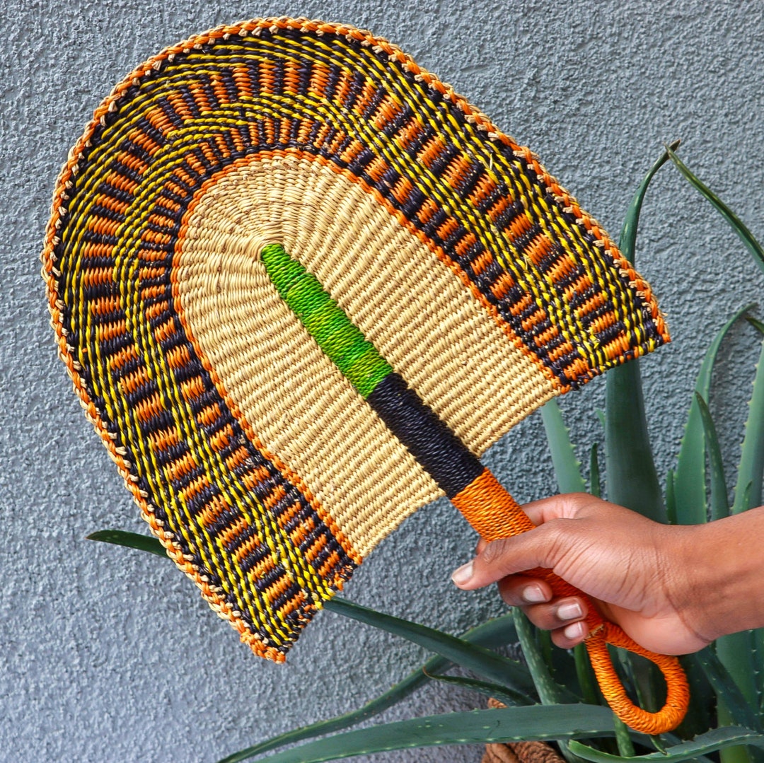 Ghana Woven Fan/ Bolga Fan/ Woven Hand Fan/ African Straw Fan/ Wall ...