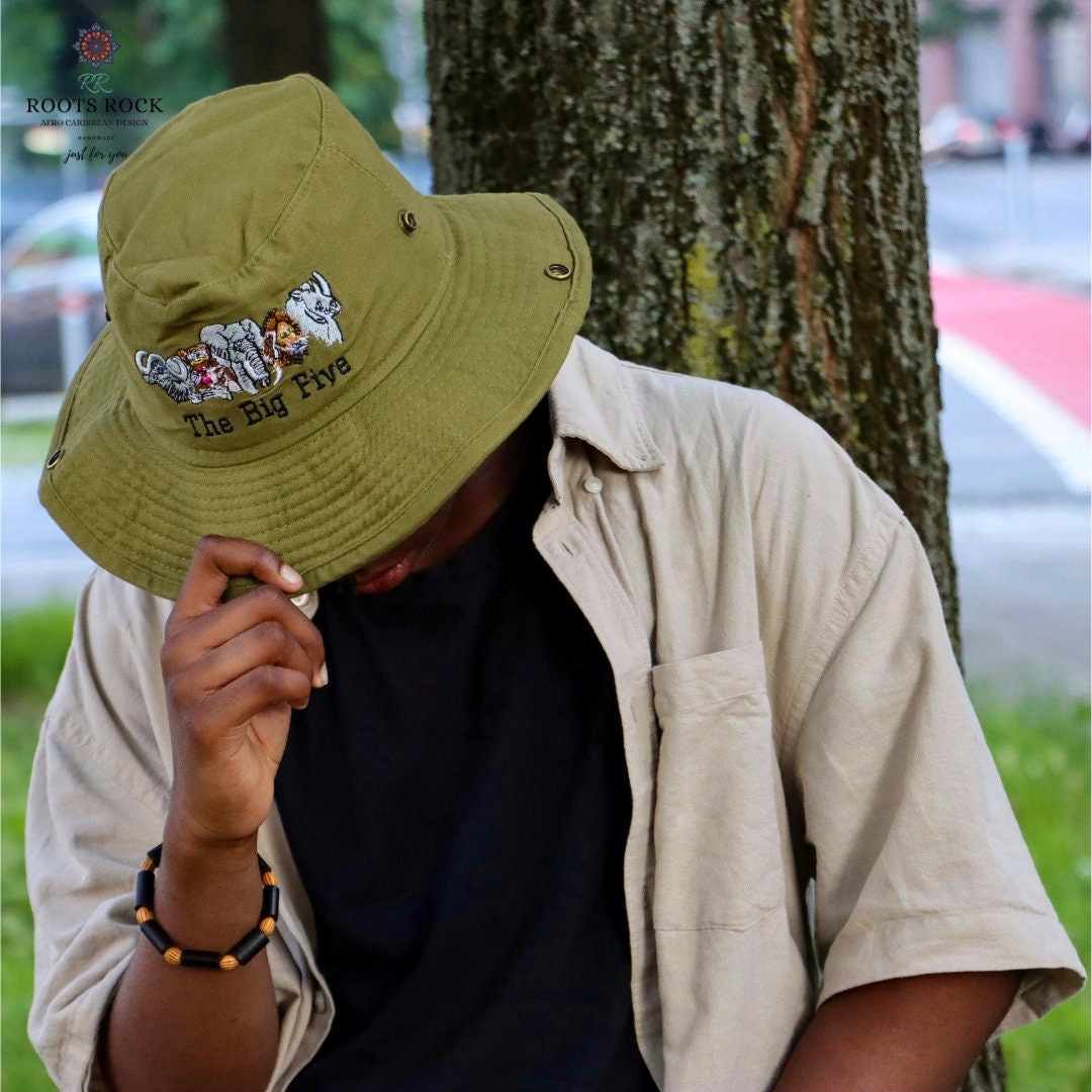 African Big Five Hat: Unisex Wide Brim Cotton Sun Hat - Etsy