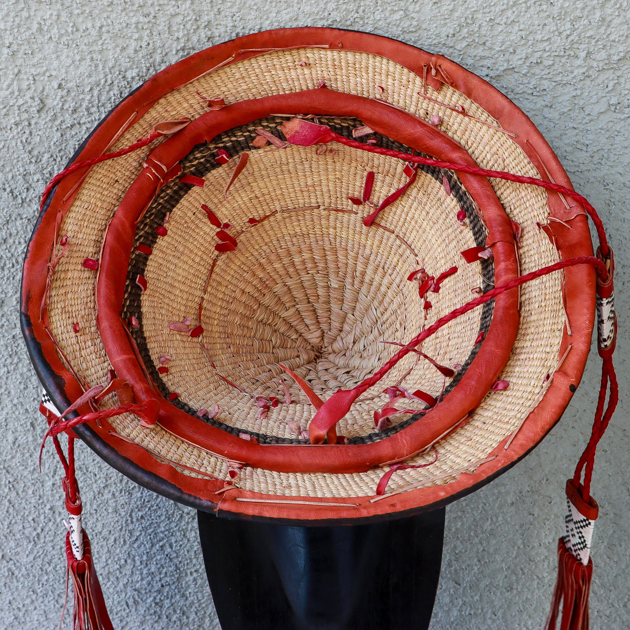 Traditional African Leather Sun Hat, Woven Straw Hat, Fulani Hat ...