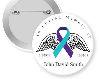 Personalized in Loving Memory Suicide Awareness Ribbon Button - Etsy