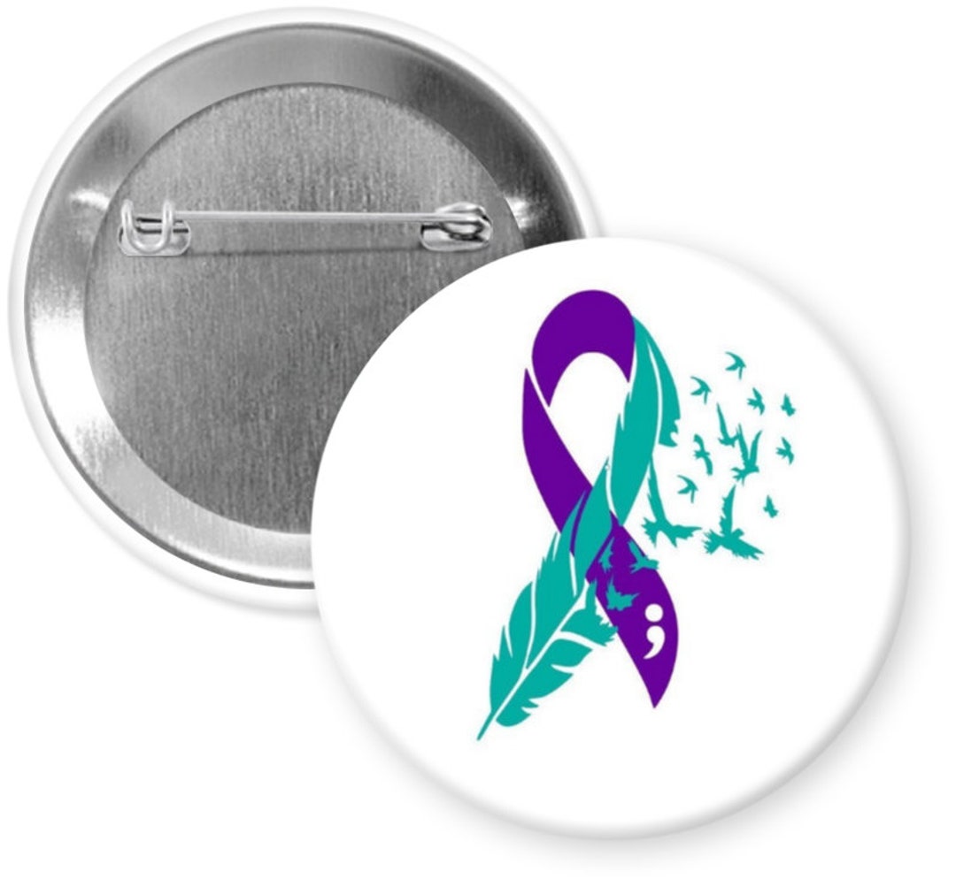 Suicide Awareness Prevention Ribbon Feather Birds Semicolon 2.25 ...