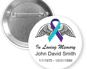 Personalized in Loving Memory Suicide Awareness Ribbon Button - Etsy