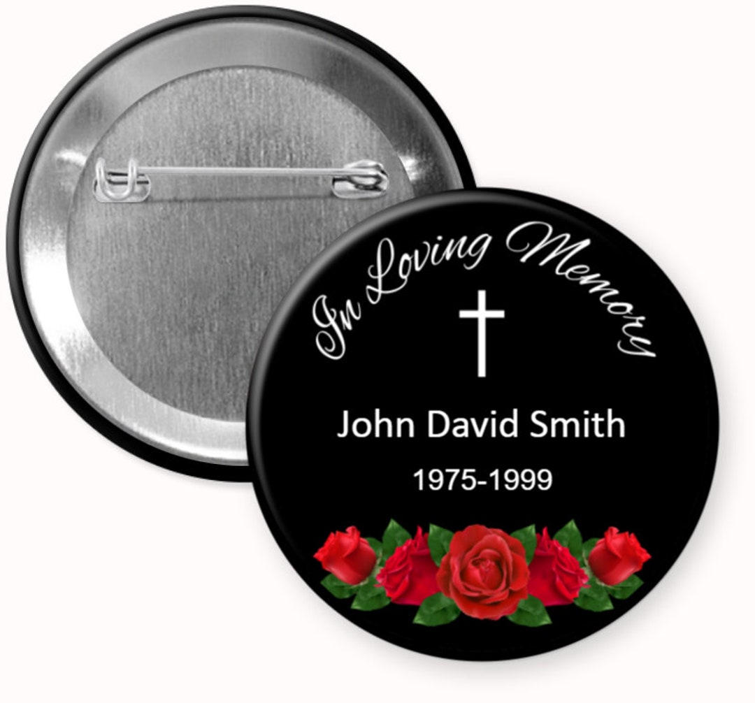 Personalized in Loving Memory Red Roses With Cross Black Memorial ...