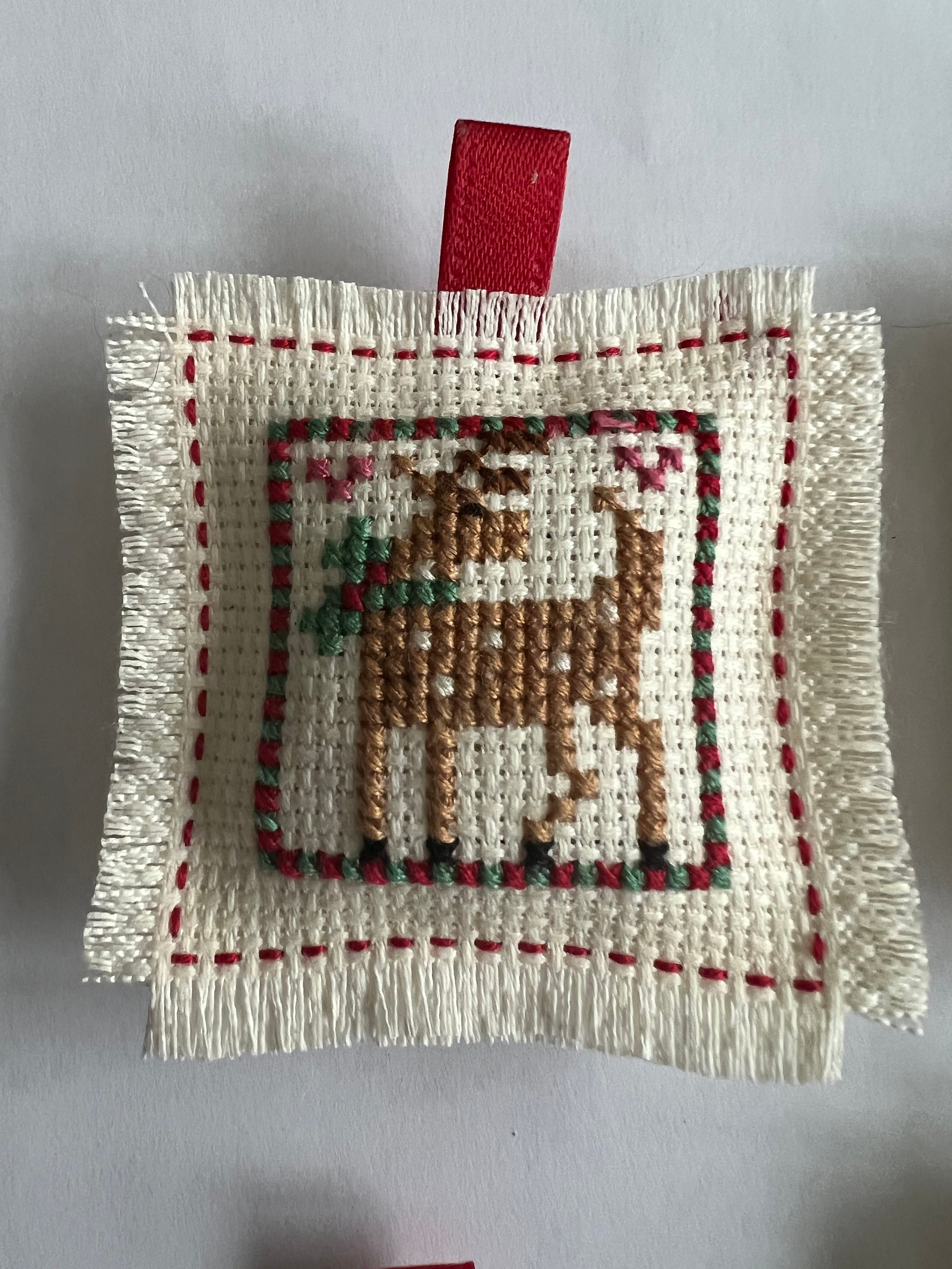 Christmas Pillow Cross Stitched Ornaments - Etsy